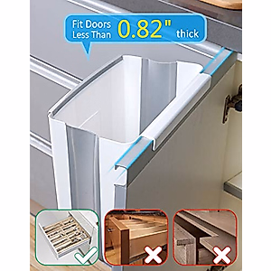 AYADA Kitchen Folding Trash Can, Widened Hanging Collapsible Garbage Can Door Mount Over Cabinet Door Drawer Counter Foldable Plastic Hook Waste Bin Basket with Garbage Bag RV 2.9 Gal