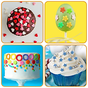 wexpw 24 Pcs Cookie Cutters, Fondant Cake Cookie Plunger Cutter, Mini Plastic Biscuit Plunger Fondant Decorating Mold, Heart/Square/Oval/Circular/Star/Diamond/Flower