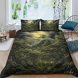 SHEYLE Dragon Bedding Full for Kids Bed Set 3D Duvet Cover with Quilt Cover for Boys Room Decor with Pillowcase Twin（173x218cm）
