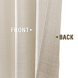 jinchan Beige Linen Textured Curtains 84 Inch Long 2 Panels for Living Room Grommet Top Light Filtering Window Drapes for Bedroom Heathered Beige