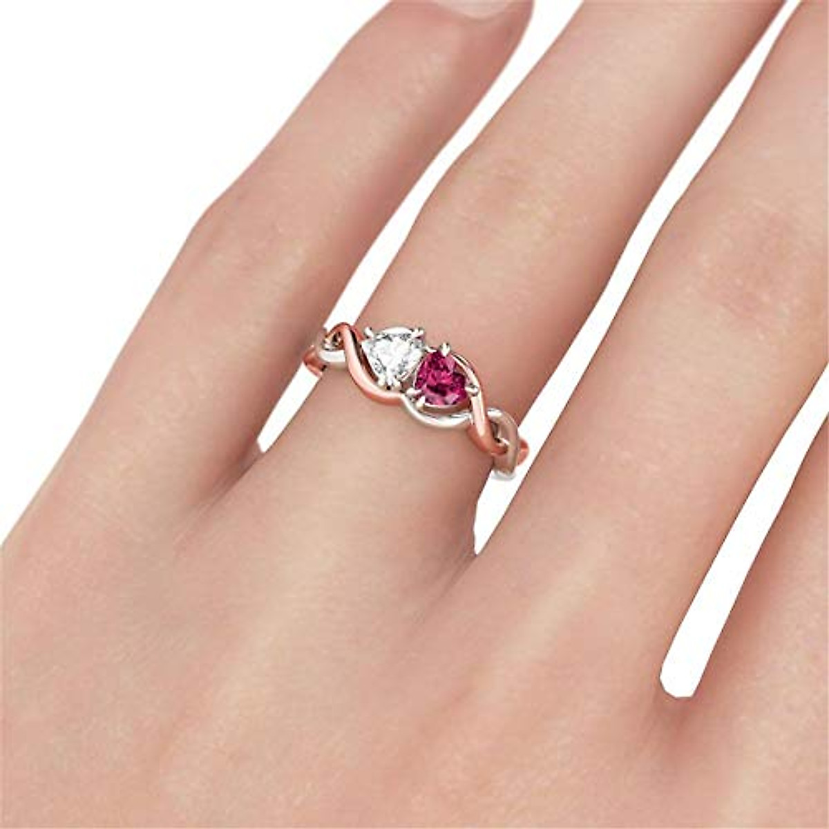 Jeulia 1.5 Carat Twisted Rings for Women 925 Sterling Silver Wedding Rings with Ruby Stone 14K Rose Gold Plated Cubic Zirconia Engagement Rings Anniversary Promise Romantic Jewelry GIft (9)