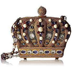 Mary Frances Queendom Beaded Jeweled Royal Crown Shoulder Handbag Purse, Gold
