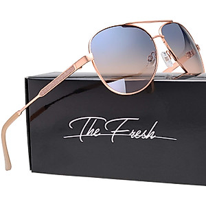 The Fresh Classic Crystal Elegant Women Beauty Design Sunglasses Gift Box (L164-Rose Gold, Blue/Coral)
