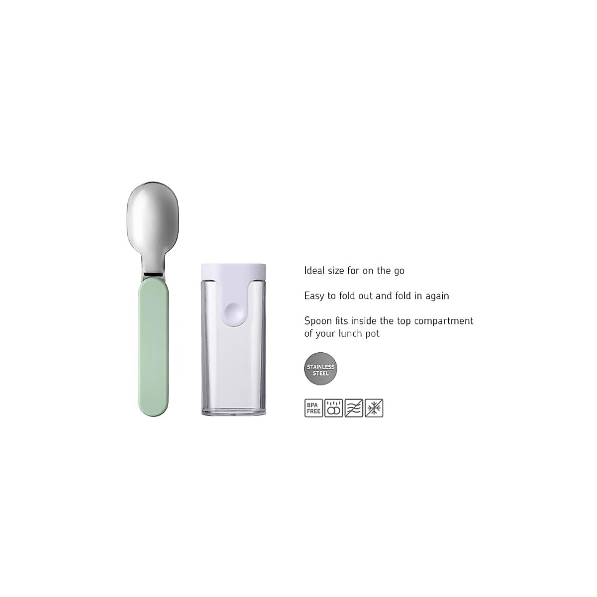 Mepal Ellipse Nordic Blue Foldable Spoon-Reusable-Cutlery for Travel-Ideal for Cereal Cups to Go-Dishwasher Safe, zzzz-s