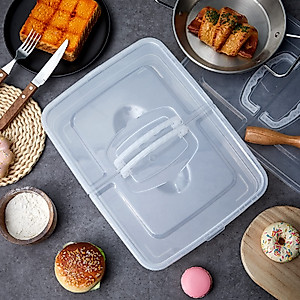 Juexica 4 Pcs Large Pizza Dough Proofing Box with Handle Pizza Dough Container Fits for Dough Balls Pizza Dough Tray for Household, 14 x 10 Inch