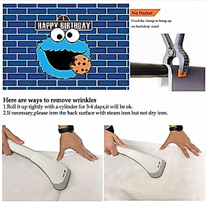 Backdrop, Cookie Monster for Birthday Party Decorations,Happy Birthday Banner Shoot Photo Backgrounds Props for Boys and Girls Party 7X5ft