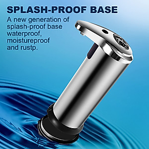 Automatic Soap Dispenser, Touchless 3-Level Adjustable Hand Sanitizer Dispenser, Equipped Upgraded Waterproof Base Infrared Sensor, Stainless Steel Liquid Soap Dispenser for Kitchen Bathroom (280ml)