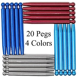 AirstreamIT Aluminum Cribbage Board Pegs - 5 Red, 5 Blue, 5 Silver, and 5 Turquoise - Standard 1/8 Inch Holes