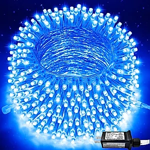 JMEXSUSS 250 LED Blue String Lights Indoor, 91.5ft Connectable Christmas Lights Outdoor Waterproof, 8 Modes Blue Christmas String Lights for Party Garden Christmas Tree Halloween Decoration