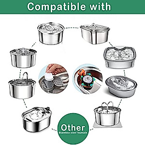 (16pcs) Cat Water Fountain Filters, Replacement Filters for 3.2L/108oz(2L/ 67oz) Stainless Steel Pet Fountain, Dog Water Fountain, 8pcs Carbon Filters + 8pcs Sponges