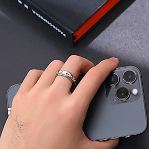 Adreamz 6mm Spinner Rosary Ring for Anxiety Relief Fidget Spinner Ring with Anti-worry Beads Cross Wedding Bands for Men Women 9