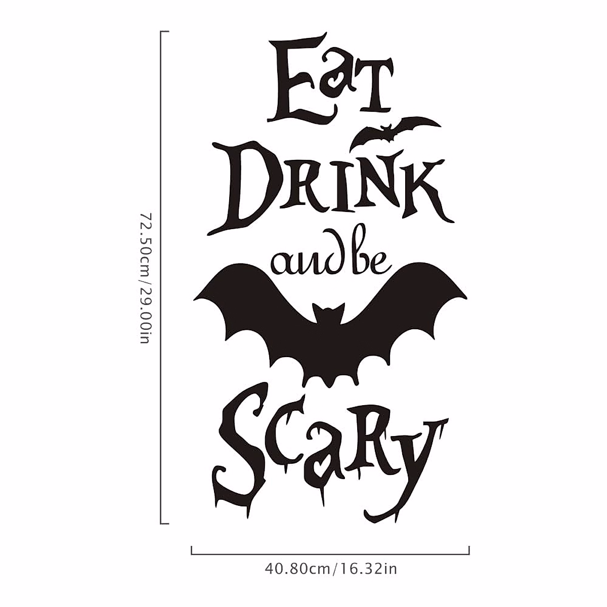 Halloween Horror Wall Stickers Decal Eat Drink and Be Scary Flying Bat Decal Walll Decor for Kids Windows Decor 29×16 in