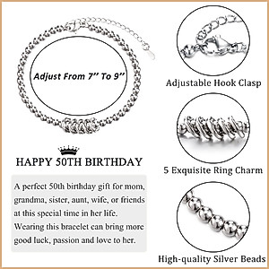 KOXMOON 50th Birthday Gifts for Her Women, Birthday Bracelet for Women with Gift Message Card, 50 Year Old Birthday Jewelry Gifts for Mom Grandma Sister Aunt Wife Friends