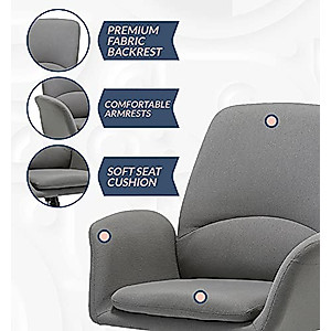 NOVIGO Upholstered Home Office Chair with Comfy Back Support for Conference Room Study Grey