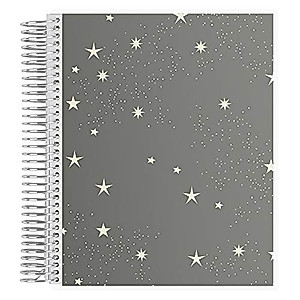 Erin Condren 7" x 9" Spiral Bound Dot Grid Journal Notebook - Starry Sky. 5mm Dot Grid. 160 Page Writing, Drawing & Art Notebook. 80Lb Thick Mohawk Paper. Stickers Included
