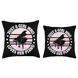 Music Player Piano Accessories Outfit Piano Player Apparel Keyboard Pianist for Women Throw Pillow, 16x16, Multicolor