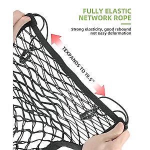RACOONA Motorcycle Cargo Net,Car Accessories Cargo Net for Motorcycle Helmet Storage,10"X11" Elastic Double Layer Bungee Net with 4 Metal Hook