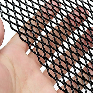 Modengzhe 40 x 13 inch Car Grill Mesh Sheet, Black Painted Aluminum Alloy Multifunctional Grille Mesh Roll, 6 x 12 mm Hexagon-Shape Grids