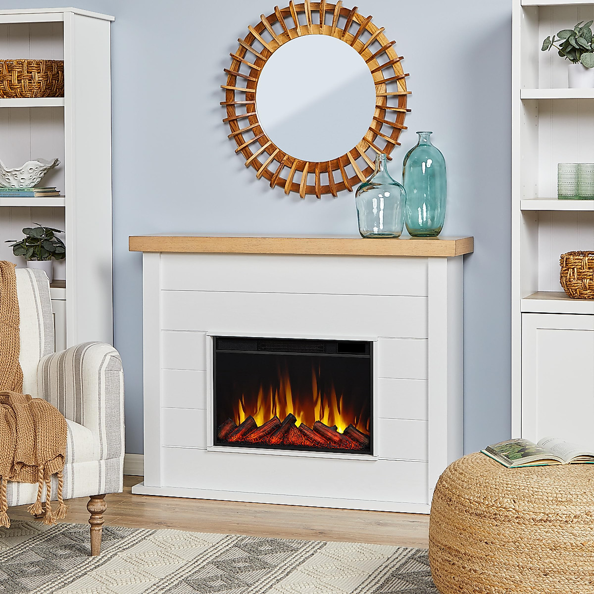 Marshall 49" Slim Electric Fireplace TV Stand in White by Real Flame