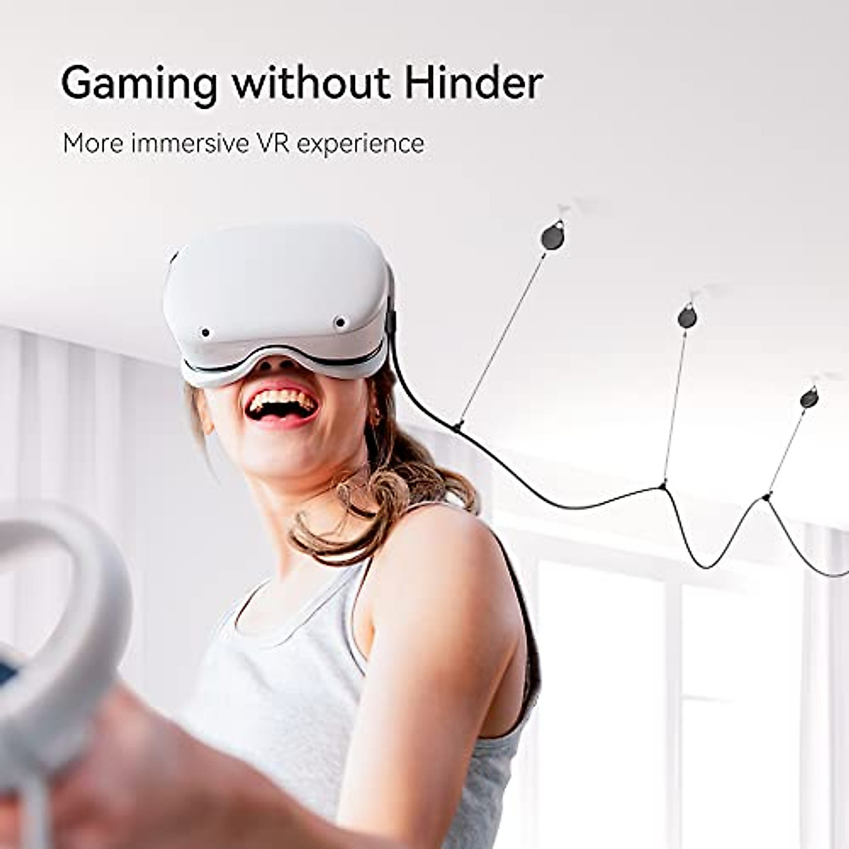 [Pro Version] KIWI design VR Cable Management, 6 Packs Pulley System fits Quest/Rift S/Valve Index/HTC Vive/Vive Pro/HP Reverb G2/PSVR/PS VR2 Accessories, Compatible with Quest 2 Link