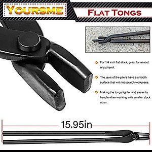 Blacksmith Tongs Tools Set Knife Making Tongs Includes V Bit Tongs, Flat Jaw Tongs, Wolf Jaw Tongs & Blade Tongs (4 Piece)