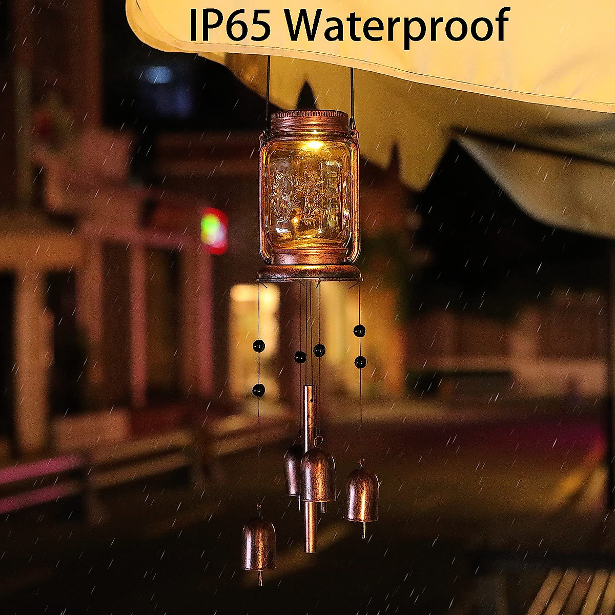 Gthmine Solar Wind Chimes for Outside,Mason Jar Wind Chime Light,Waterproof Windchimes for Garden,Patio Decor,Memorial Wind Chimes,Birthday Gift for Mom,Wife,Grandma,Neighbors (2 Pack)