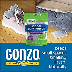 Gonzo Bamboo Charcoal - 6 Extra Small Bags 10g - Odor Eliminator Bags Natural Purifying Charcoal Odor Absorber Air Freshener For Home Drawers Pets Gym Bag