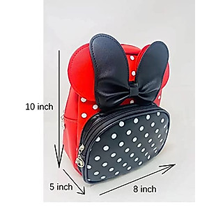 Children Girls Backpacks Mouse Ears Bows Spots Cute School Bags Going to School Travel Shopping Outings Decoration Children's Gift (black)