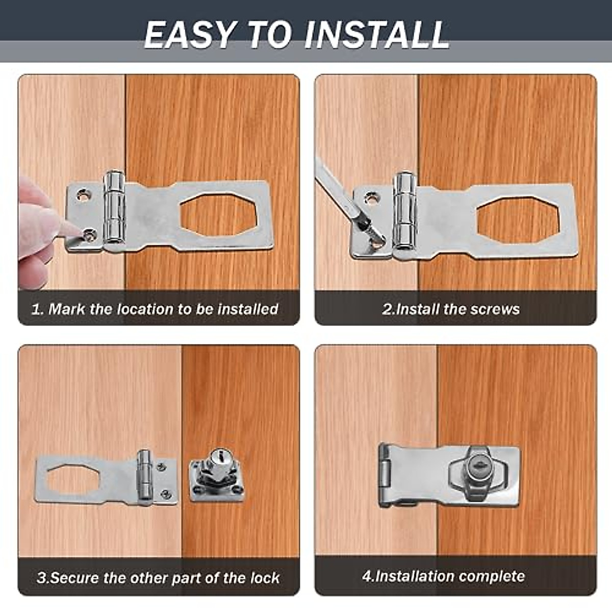 Kyuionty 2Pcs Keyed Hasp Locks 2.5 Inch Twist Knob Keyed Locking Hasp, Metal Safety Hasp Latches Keyed Different for Small Doors, Cabinets (Sliver)