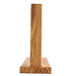 BOUMBI Beautiful Grain Wood Magnetic Knife Block with Strong Magnets, Double Side Cutlery Display Stand and Storage Rack (Olive Wood)