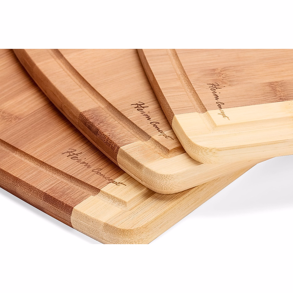 Heim Concept Organic Bamboo Cutting Boards 3PC Set, Various Convenient Sizes Eco- Friendly Bamboo Premium Wood Chopping Board With Drip Groove