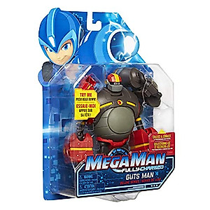 Mega Man Fully Charged – Deluxe Guts Man Articulated Action Figure with Expanding Belly and Guts Man Buster Accessory (to swap onto the Mega Man figure)! Based on the new show!