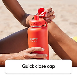 Takeya Sport 32 oz Triple Wall Insulated Stainless Steel Water Bottle With Ice Blocking Spout Lid, Unmatched Quality, 26+ Hours Cold, Pink Sweep