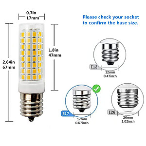 Yanhesen E17 Led Bulb Dimmable 8W Under Microwave Over Stove Light,Warm White 3000K 75W Halogen Equivalent,AC110-130V 360 Degree E17 Intermediate Base Light 4-Pack