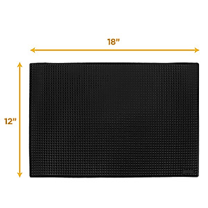 18" x 12" Black Bar Mats, 2-pack - Professional Bartender's Non-Slip Drink Cocktail Mixing Service Mat - Accessories for Industrial & Home Kitchen, Bartops, Coffee Bars, Food Trucks, & Restaurants