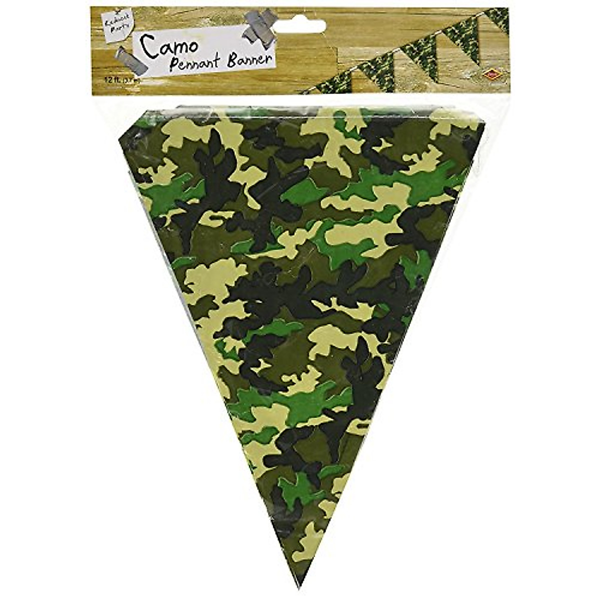 Beistle 50709 Camo Flag Pennant Banner, 10 by 12-Feet (3-Pack)