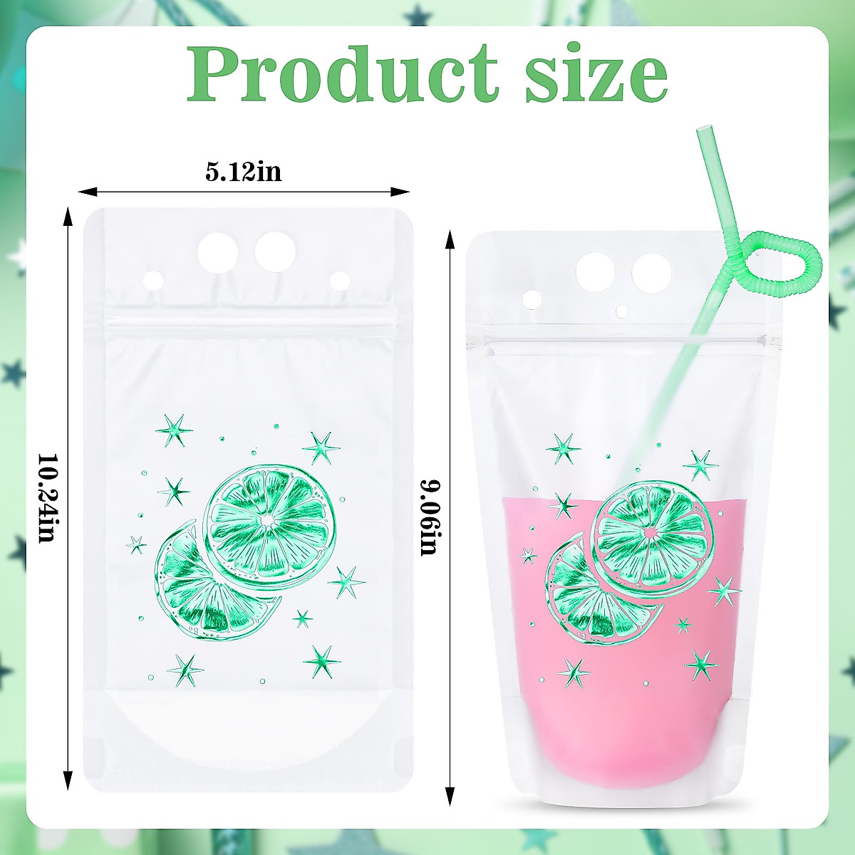 Qilery 24 Pack Margs and Matrimony Bachelorette Party Drink Pouches with Straws, Margarita Drink Bags Handheld Reclosable Zipper Drink Pouch Cups for Bridesmaid Favor Wedding and Bridal Showers