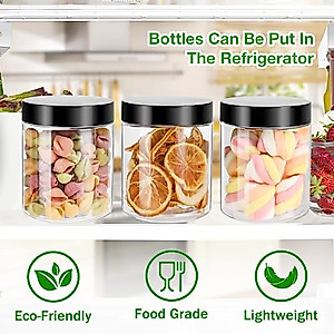 Mfacoy 6 Pack Plastic Jars with Lids, 8 oz Clear Storage Container, Leakproof Plastic Mason Jars, Empty Round Slime Container, Cosmetic Jars for Storing Dry Food, Peanut, Spice, Cookie, Candy