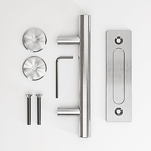 QINAIXQM 12''/30CM Sliding Barn Door Handle Double Sided Pull and Flush Barn Door Embedded Invisible Stainless Steel