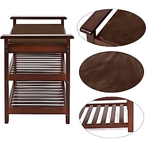 Livebest 3-Tier Bamboo Shoe Rack, Shoe Rack Bench,Small Shoe Rack for Entryway Bathroom Living Room Bedroom 19-inch