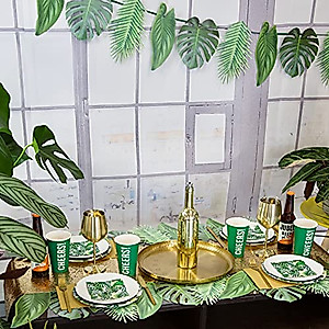 Talking Tables Pack of 50 Tropical Napkins Paper Palm Leaf Serviettes for Kid's Jungle Party, Hawaiian Theme, Luau, Summer, Dinosaur, Decoupage Green