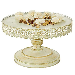 Deco 79 Farmhouse Metal Round Cake Stand, 16" x 16" x 9", White