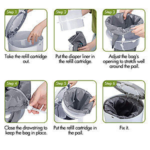 Teamoy Pail Liner for Cloth Diaper(Pack of 3), Reusable Diaper Pail Wet Bag with Drawstring, Fits for Dekor, Ubbi Diaper Pails, Gray +Gray Arrows +Black Arrows