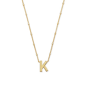 Kendra Scott Letter K Pendant Necklace for Women, Fashion Jewelry, 14k Gold-Plated Brass, Gold Metal, Letter K