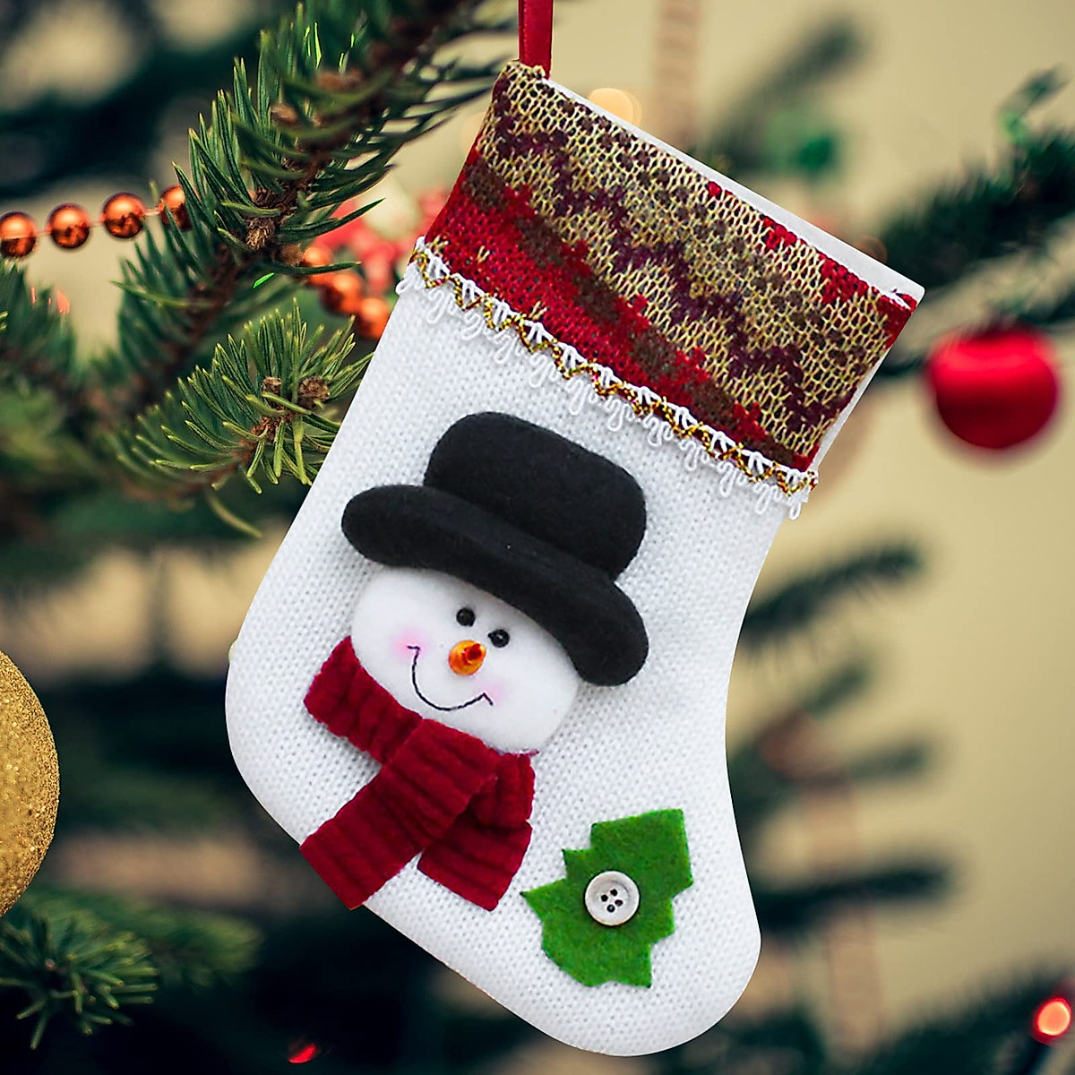 Christmas Stockings Felt Personalized Cute Hanging Stocking Christmas Home Decorations Multicolor Art Decor for Farmhouse Family Holiday Party Fireplace Xmas Decor Santa Tree Friends(Snowmen