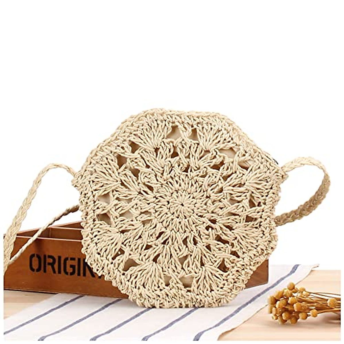 Naimo Straw Crossbody Bags for Women Rattan Bag Woven Straw Shoulder Handbag Purse Handmade Weaving Summer Beach Bag