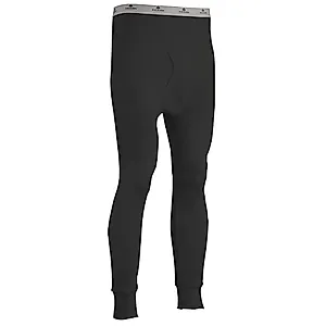 Indera Expedition Weight Cotton Raschel Knit Long Johns Thermal Underwear for Men, Black, Medium