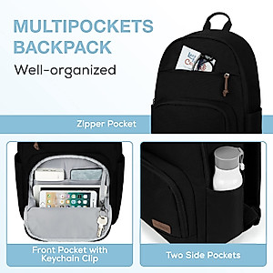 School Backpack Set, mommore Lightweight Kids Backpack with Pencil Bag Elementary Kids Bookbags School Backpack for Kids Boys Girls Casual Daypack with Luggage Strap, Black