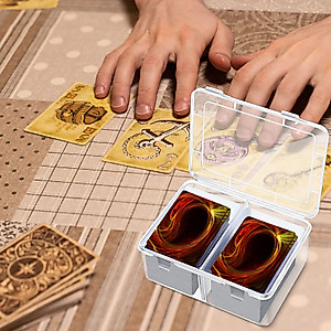 300 Card Storage Box Compatible with MTG TCG Clear Plastic Trading Card Storage Box with Removable Divider Hard Trading Deck Card Box for Baseball Football Game Card Organizer Collector (2 Pcs)