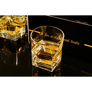 Crystal Whiskey Glasses Set of 4, Luxury Gift box set for Men, Old Fashioned 10.5 Oz Heavy Base, Bourbon Scotch Cognac Cocktail Whisky Gin Rum Liqueur Drinking Lowball Rock Tumbler Barware set